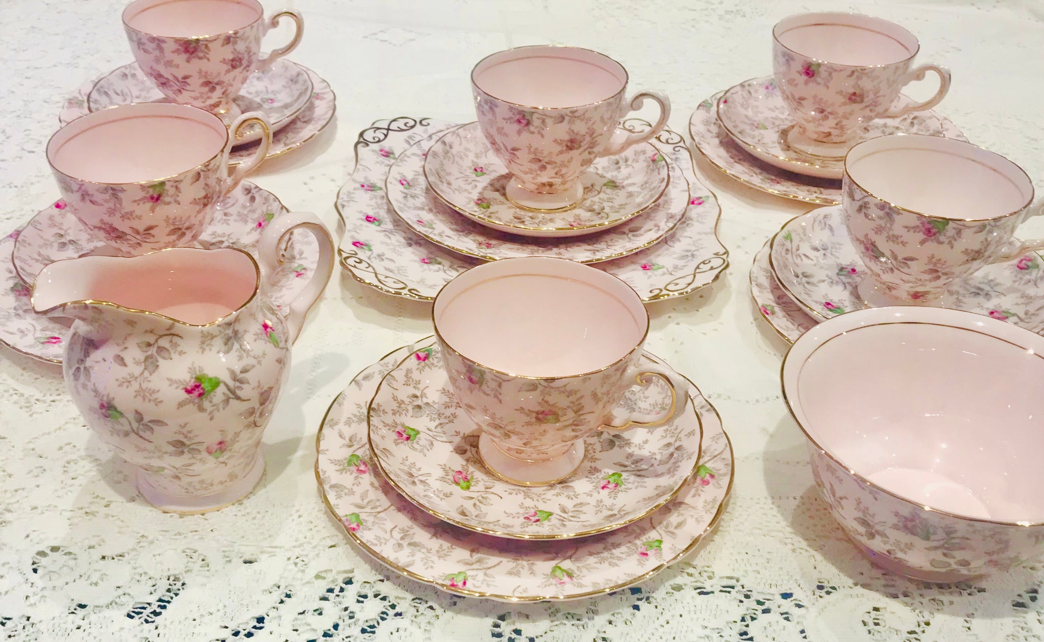 Sold Out - TUSCAN Pink Rose Tea set – Vintage Teacup Company