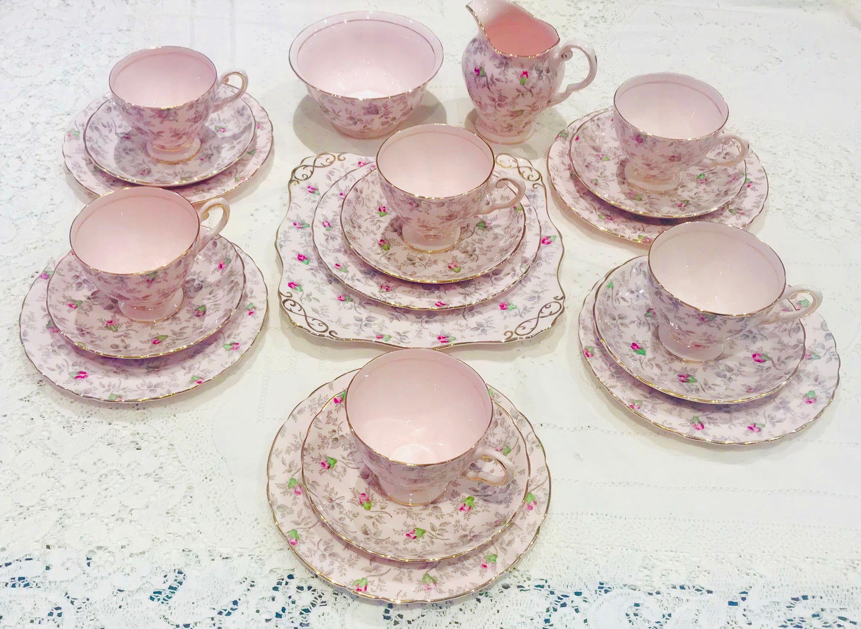 Sold Out - TUSCAN Pink Rose Tea set – Vintage Teacup Company